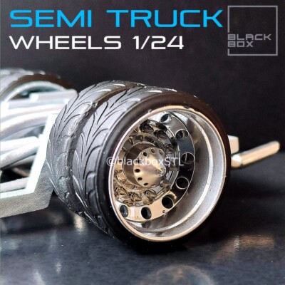 1:24/25 Scale Model Wheels, Semi Truck Wheel Set, Low Profile Front and ...