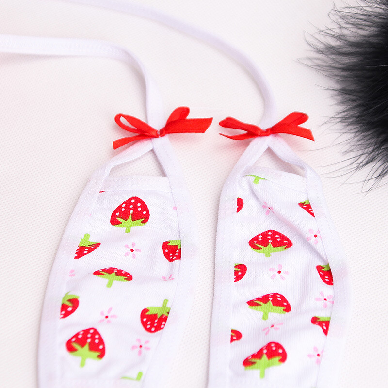 Shimapan Anime Style Women's Lingerie Set Bra & Panties Bikini Tie ...