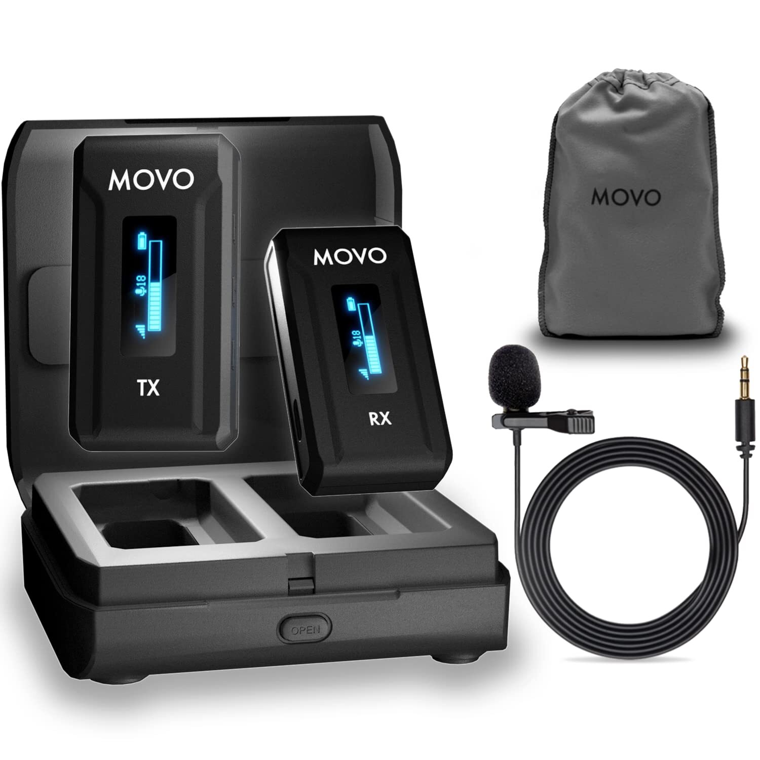 WMX-2 Wireless Camera Microphone with Charging Case - Lavalier Mic for ...