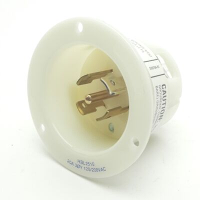 Hubbell HBL2515 Twist-Lock Flanged Inlet, 4-Pole 5-Wire, 20A, 120 ...