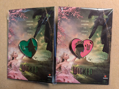 Wicked AMC Theater Set Of 2 (Two) Heart Pins Featuring Elphaba and ...