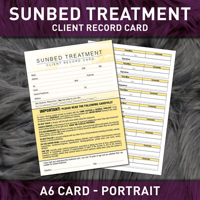 Pack of Client customer record Cards for Sunbed Tanning Salons gyms 18 ...