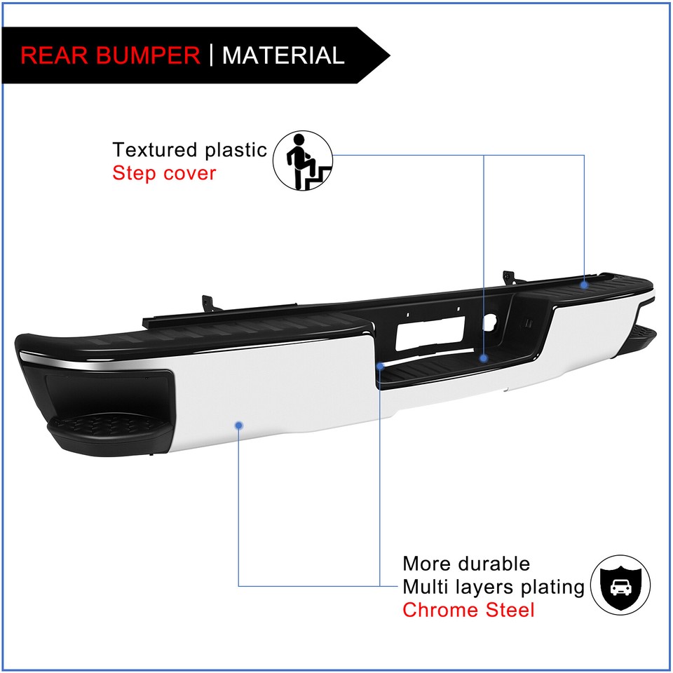 2014-2018 Chevy Silverado GMC Sierra 1500 Chrome Rear Bumper w/ Corner ...
