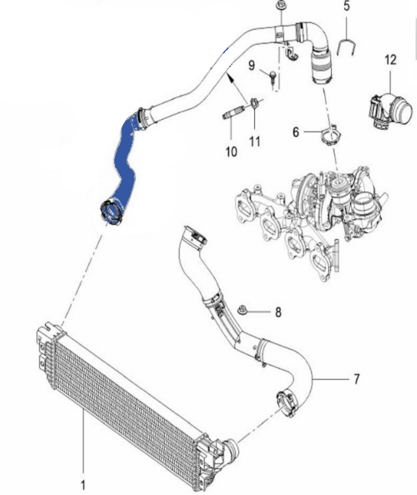 Intercooler Turbo Hose for Opel Movano 2.3 CDTI 95524032 144605171R ...