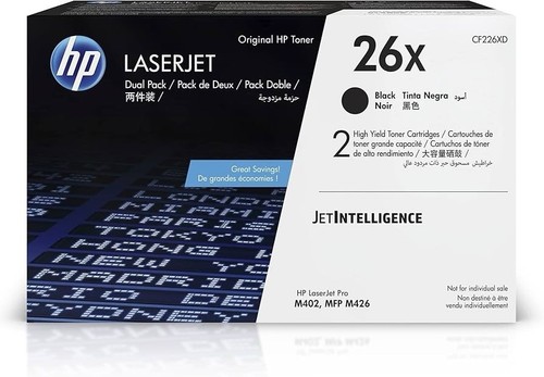 HP CF226XD Dual Pack LaserJet Toner Cartridges Black Genuine Sealed HP ...
