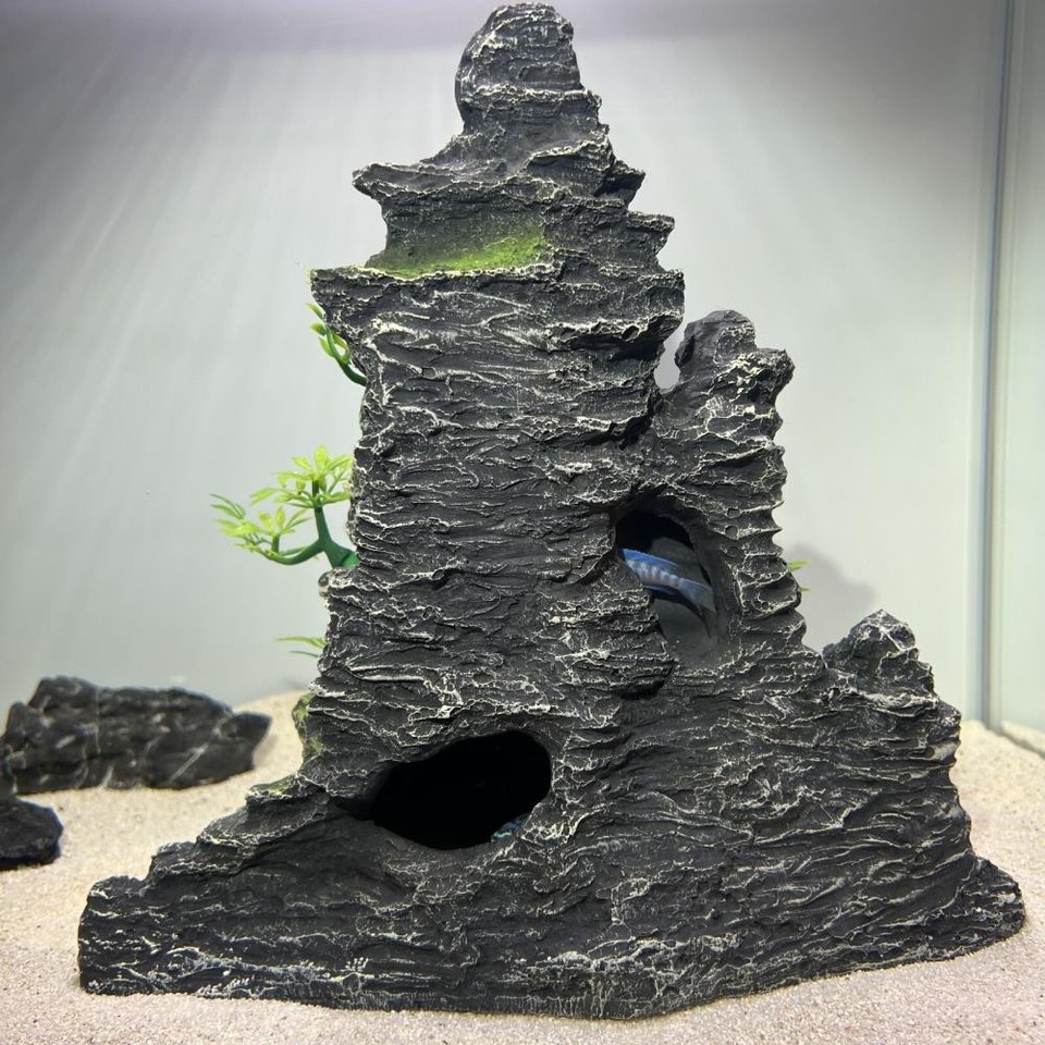 Large Rock Mountain Aquarium Fish Tank Ornament Hiding Cave Decoration ...