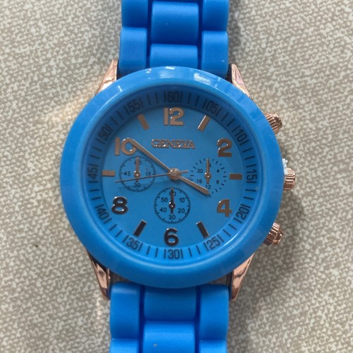 Geneva Blue Face Silicone Wrist watch Quartz Fun and Stylish New Rose ...