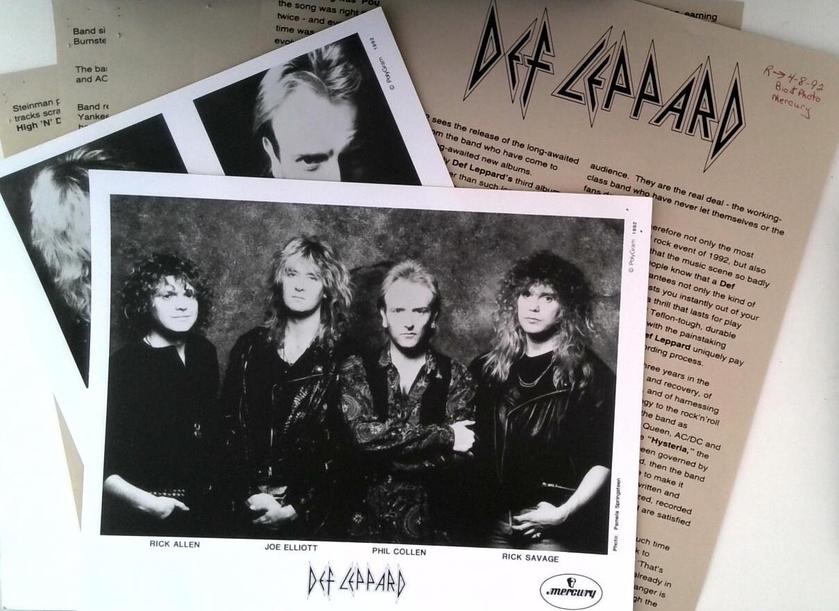 Def Leppard 1992 Photo Promo Music Press Kit - Mercury Records | eBay