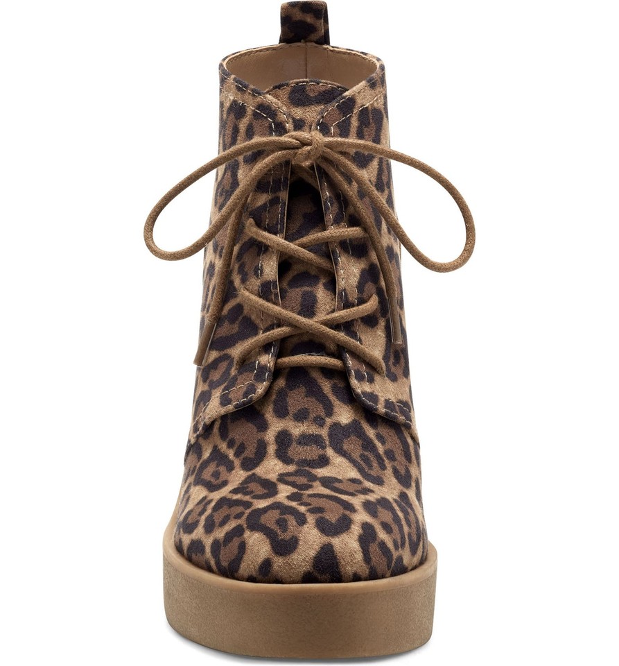 Jessica Simpson Mesila Leopard Wedge Closed Round Toe Lace Up Ankle ...
