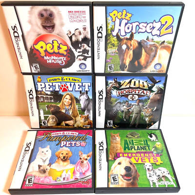 6 VIRTUAL PET GAMES (NDS) Pet Vet, Horses, Monkeys, Paw & Claws ...