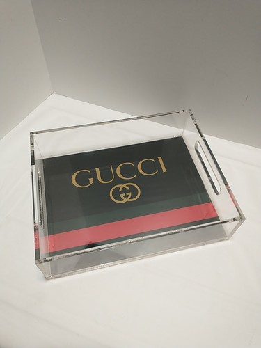 Vintage 1990s Gucci Themed Acrylic TRAY 9 X 11 X 3 Read Desc See Pics ...