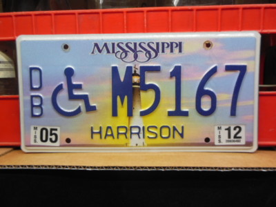 M 5167 = 2012 Harrison County Mississippi Lighthouse Wheelchair license ...