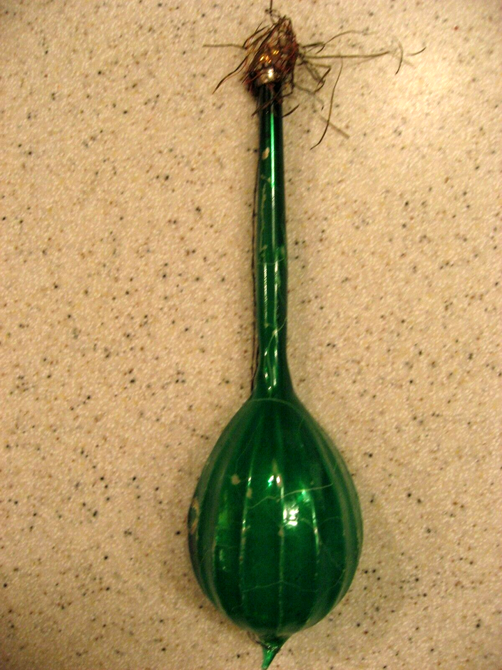 Vtg Wire-Wrapped Green Hand Painted Green Lute Mandolin Mercury Glass ...
