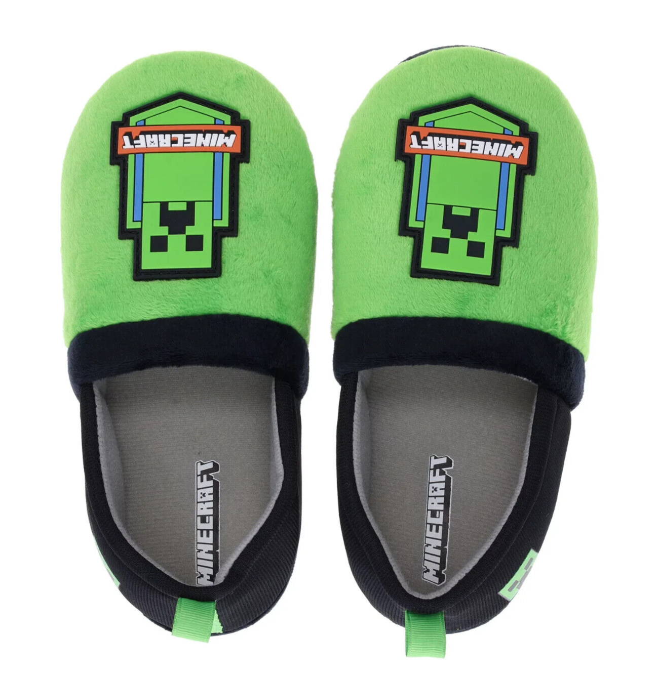 Boys Minecraft Creeper License Slippers Easy On/Off Slip-On Style Size ...