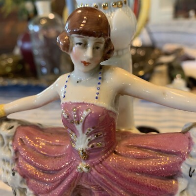 Antique German Porcelain Art Deco Inspired Dancing Flapper Girls Lamp ...