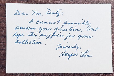 Harper Lee Signed Autographed 4x6 Handwritten Note JSA To Kill A ...