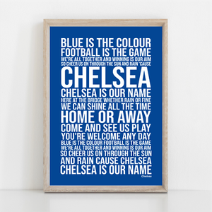 Chelsea FC Blue is the Colour Anthem Song Lyrics Poster Print Wall Art ...