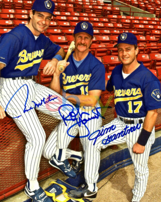 Milwaukee Brewers ROBIN YOUNT PAUL MOLITOR JIM GANTNER Signed 8x10 AUTO ...