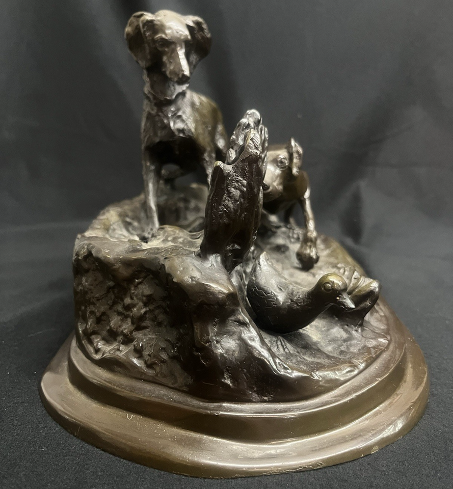 Signed Pierre-Jules PJ Mêne Bronze Hunting Hounds Dogs Duck Sculpture ...