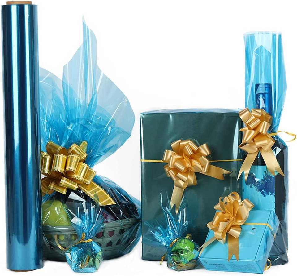 Iridescent Light Blue Cellophane Wrap Roll I 34 in X 100 Ft I Extra ...