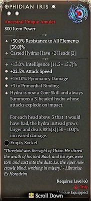 🔥Diablo 4 Season 9 🔥 3GA Ophidian Iris Hydra Amulet for Sorcerer | eBay