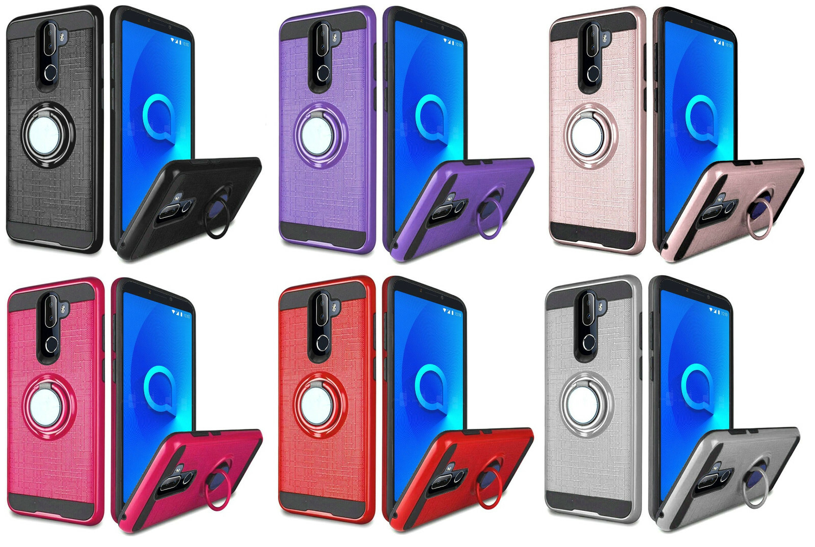 For Alcatel 3V A3V / TCL 5032W (2019) Ring Stand Hybrid Case Phone ...