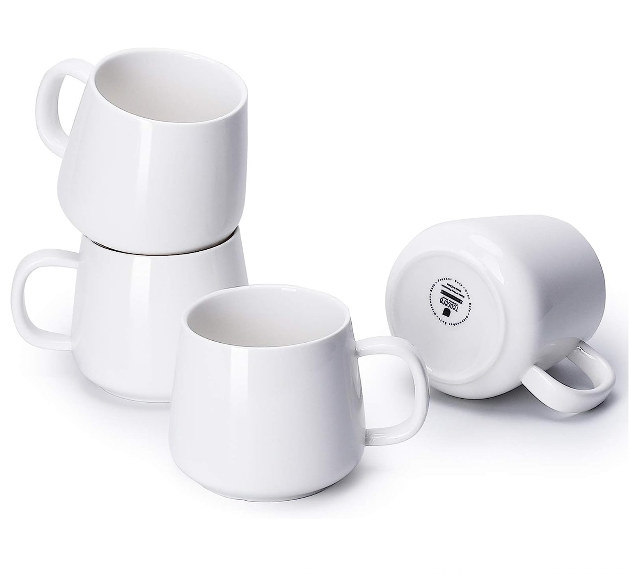 Porcelain Coffee Mugs Set of 4-12 Ounce Cups with Handle for Hot or ...