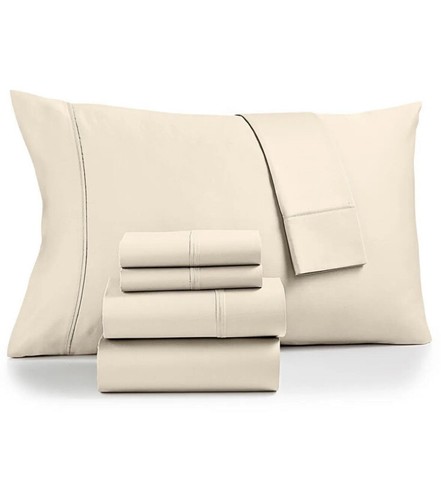 Fairfield Square Collection Sydney 6-Pc QUEEN Sheet Set 825 TC, Ivory 👍 ...