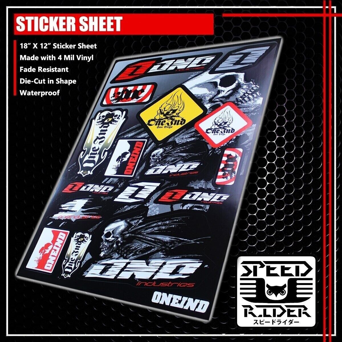 RACE SPONSOR STICKER DECAL MOTORCYCLE BIKE ATV ONE INDUSTRIES SKULL ...