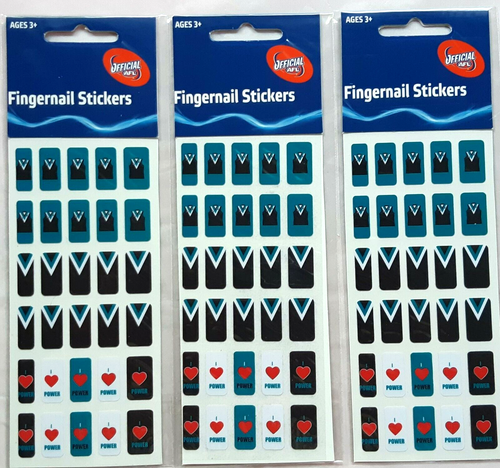 Official AFL Port Adelaide POWER Fingernail Stickers x 30 Stickers (3 ...