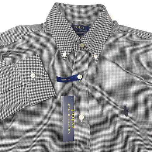 Ralph Lauren Black & White Check Poplin Button Down Shirt Mens Size ...