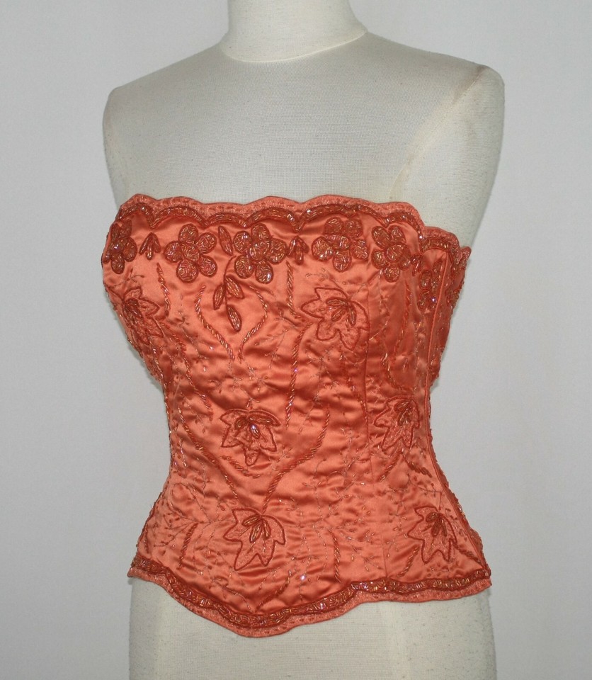 JASDEE Vintage Bustier Corset Hand Work Beading Embroidery On Satin ...