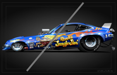 Jungle Jim Lieberman Blue Monza Funny Car 28X18" Poster FC050 | eBay