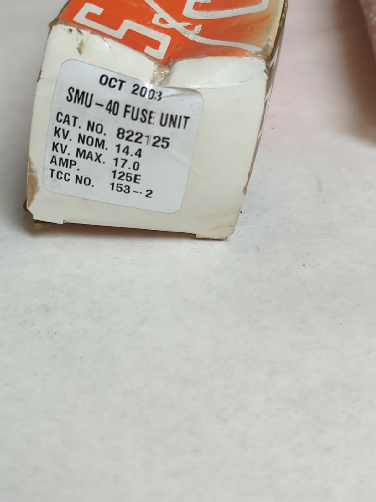 S & C ELECTRIC,822125 SMU-40,FUSE UNIT KV-14.4-17 AMP-125E TCC NO 153-2 ...