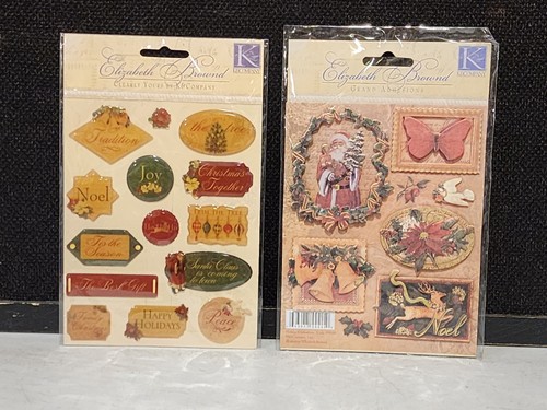 2 PACKS SEALED Elizabeth Brownd Grand Adhesives Festive Christmas Tags ...