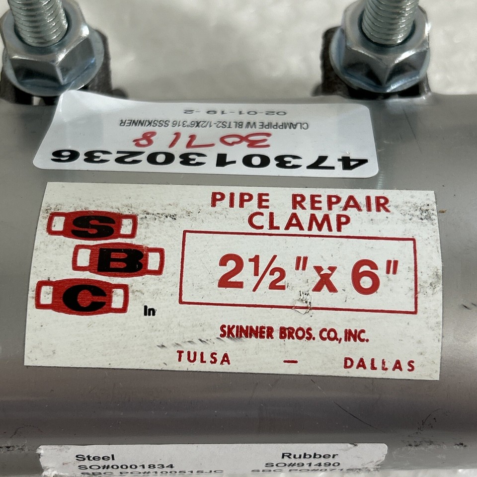 (2) Skinner Bros.Co. Pipe Repair Clamp 2 1/2”x 6” Fast Shipping ...