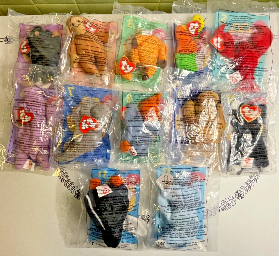 McDonald's Ty Mini Beanie Babies Complete Set 1-12 Sealed in Bags ...
