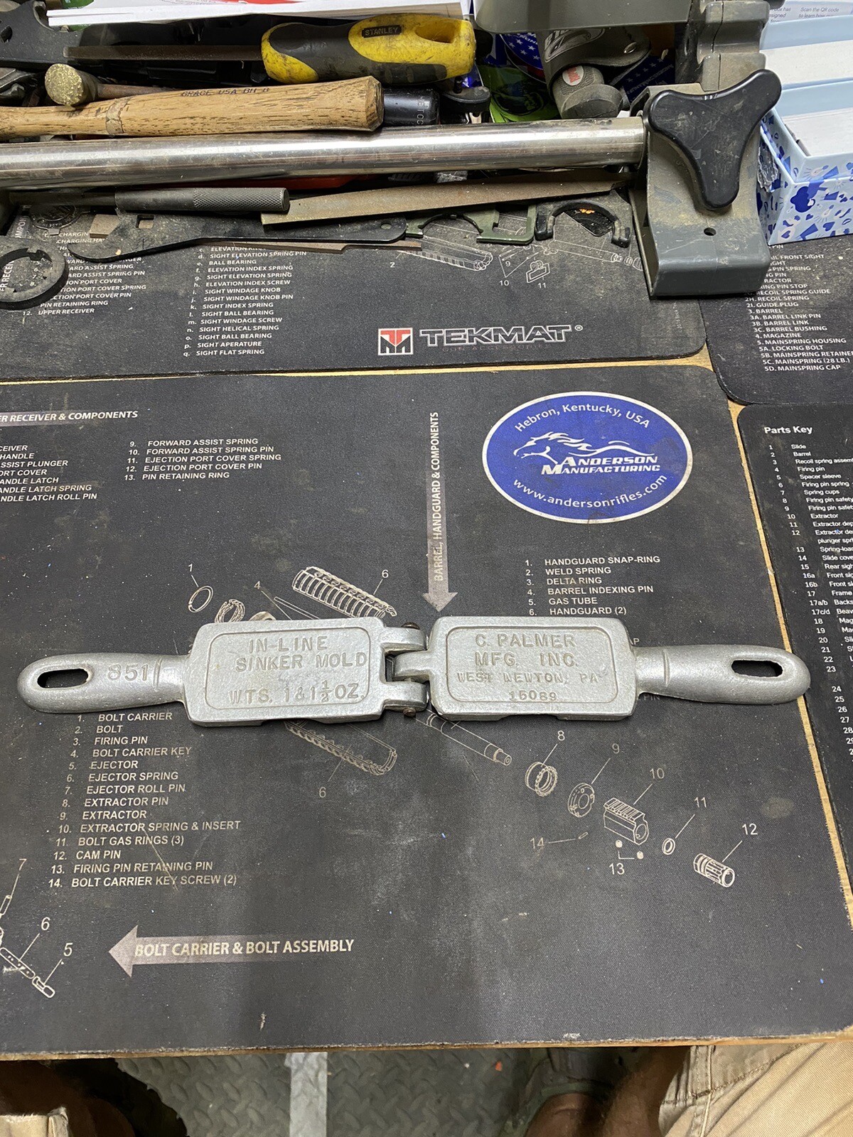 C. PALMER Mfg 851 INLINE SINKER Weight MOLD FISHING 1 & 1 1/2OZ Vintage ...