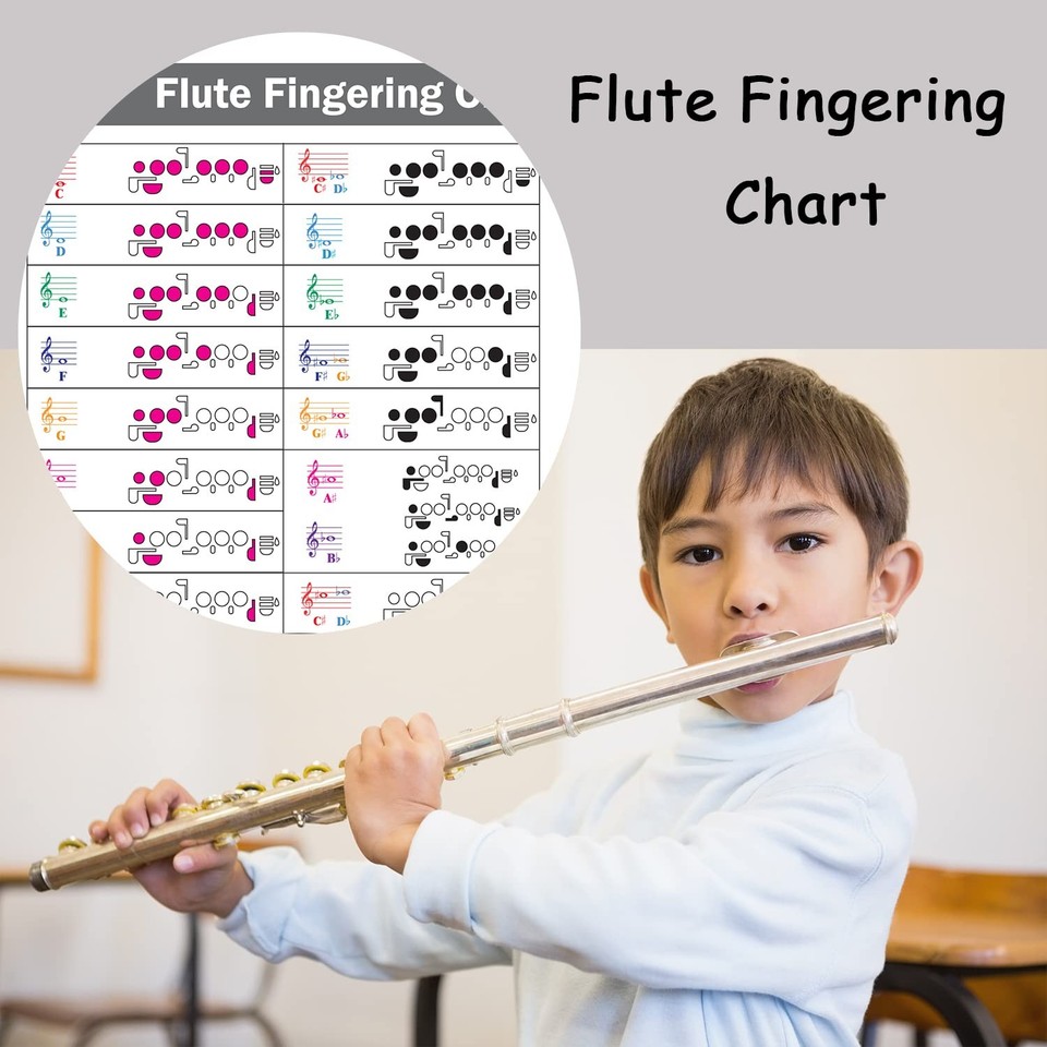 Flute Fingering Chart with Color-Coded Notes, Learn Flute Technique ...