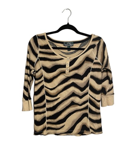 LRL Lauren Active Ralph Lauren Thermal Top Women’s Large Tan 3/4 Sleeve ...