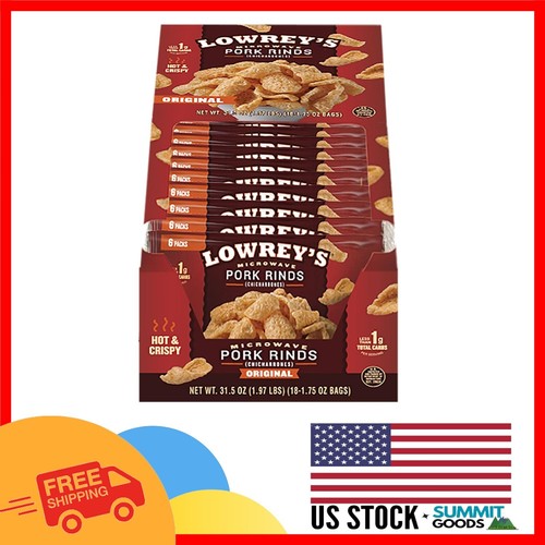 Crispy Bacon Curls Microwave Pork Rinds: 18-Pack, Flavor, Low-Fat Snack ...