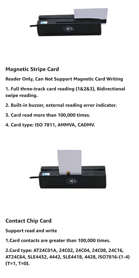 YL160-QICARWOW 4 In 1 USB Magnetic Swipe Card Reader-Plug and Play-480 ...