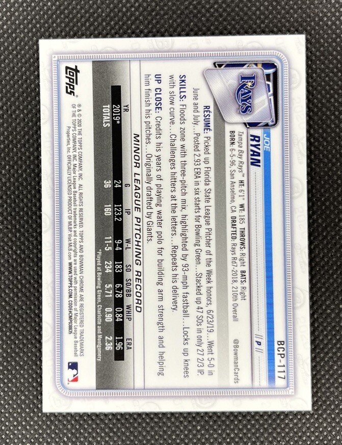 2020 Bowman Chrome Mega #BCP-117 Joe Ryan 1st Mojo | eBay