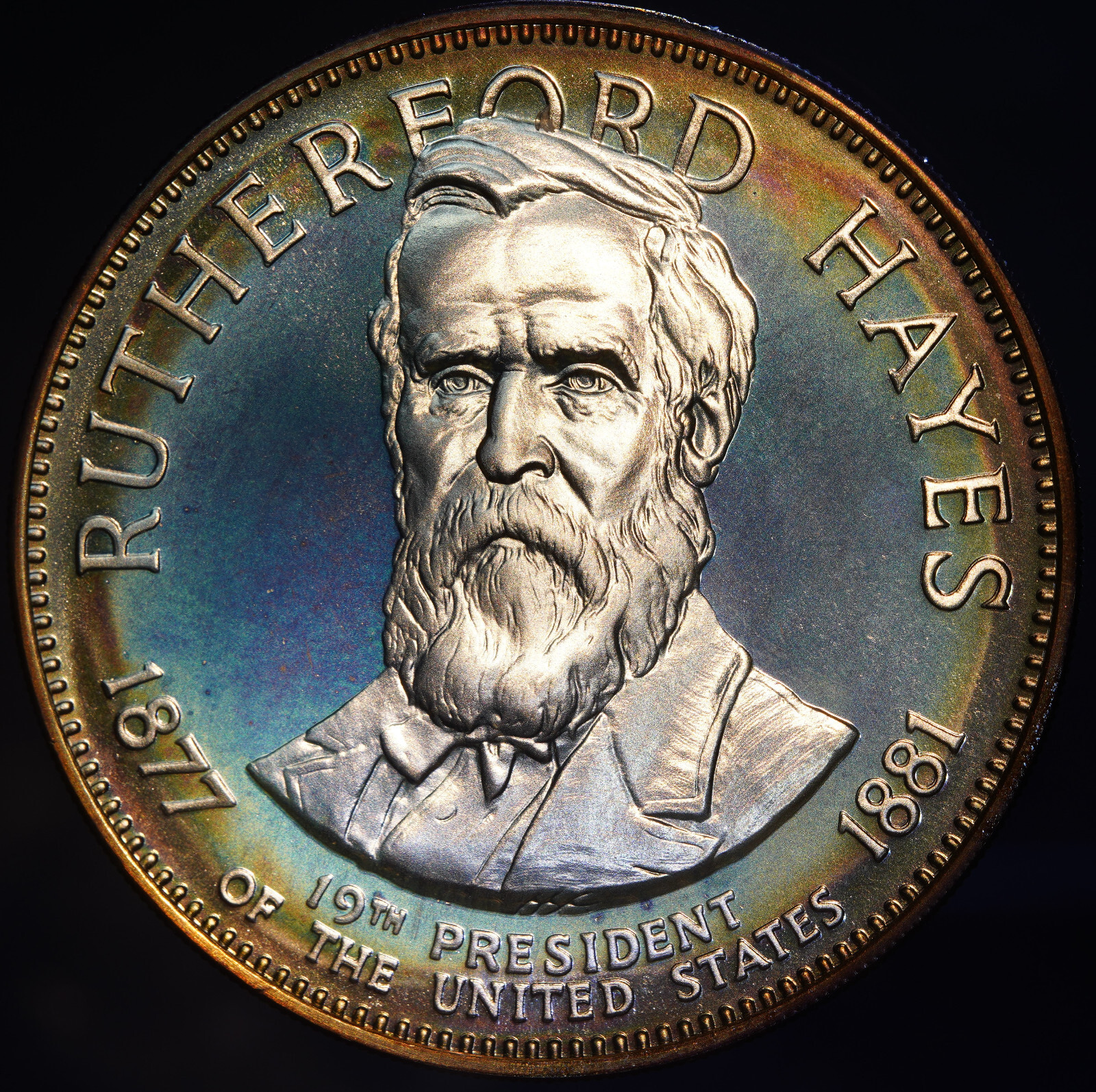 19th President Rutherford Hayes Civil War Hero 925 Silver Proof Medal ...
