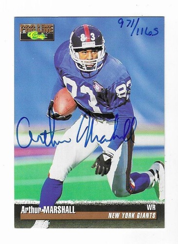 Arthur Marshall 1995 CLASSIC PRO LINE NFL FOOTBALL AUTOGRAPH CARD ...