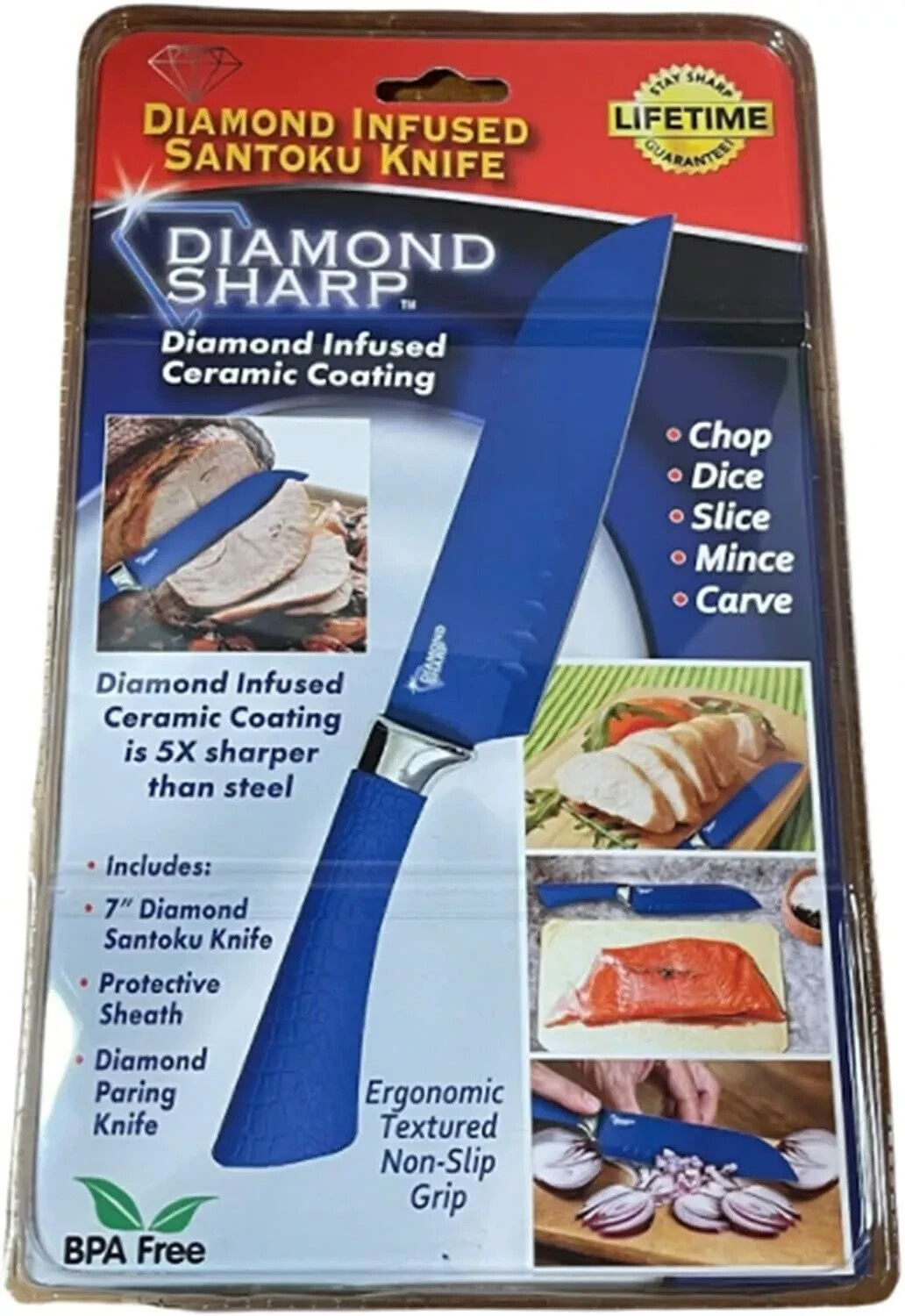 Diamond Sharp Santoku 7 Inch Knife & Paring Knife As Seen On TV Brand New | eBay