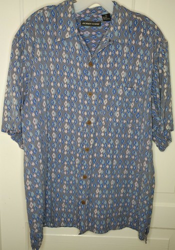 Bobby Chan Mens Hawaiian Shirt Size Large 100% Silk Button Down Gray ...