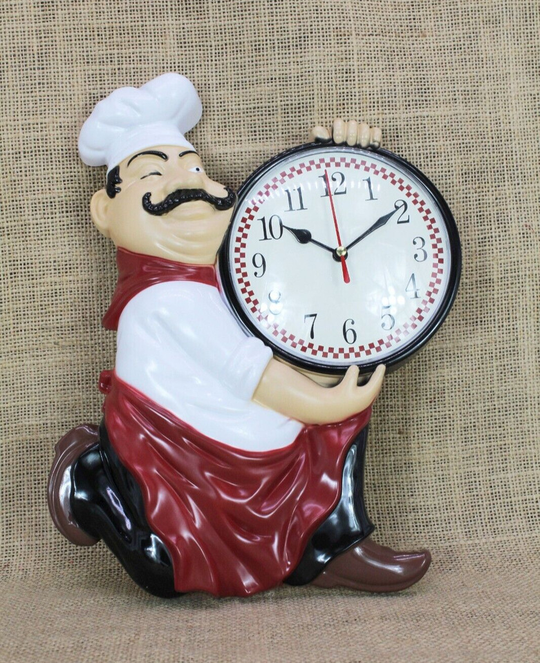 Wall Clock Chef Shape Kitchen Home Decor Retro White Restaurant ...