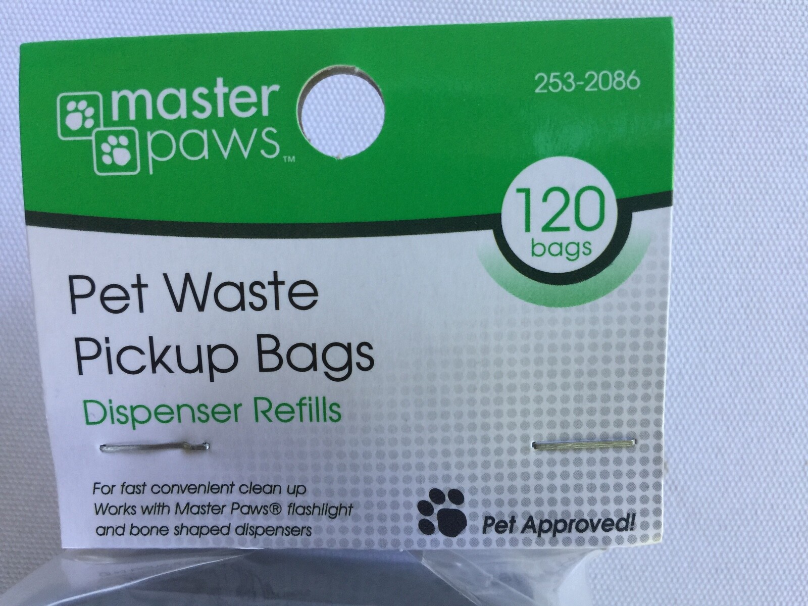 PET WASTE PICKUP BAGS, MASTER PAWS ONE 8 PACK PACKAGE OF 120 BAGS, NEW ...