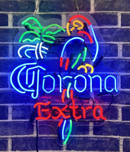 Corona Extra Beer Parrot Palm Tree Acrylic 20"x16" Neon Lamp Sign Light ...